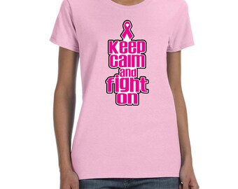 Women's Keep Calm and Fight On T-Shirt 21532-1010-wt