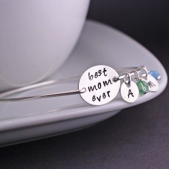 Personalized Gift for Mom Best Mom Ever Bracelet by georgiedesigns
