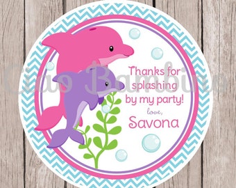 PRINTABLE Pink Dolphin Birthday Party Invitation / Pink and