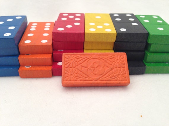 Colorful Wood Dominoes Destash by jojosef on Etsy