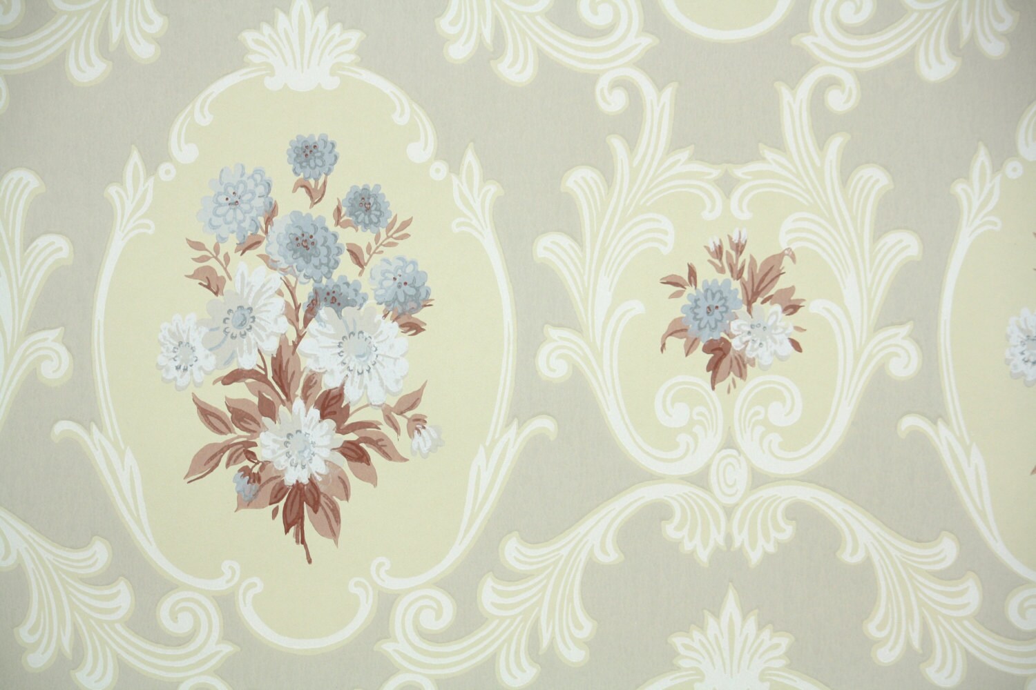 1950s Vintage Wallpaper by the Yard Wallpaper with Blue and
