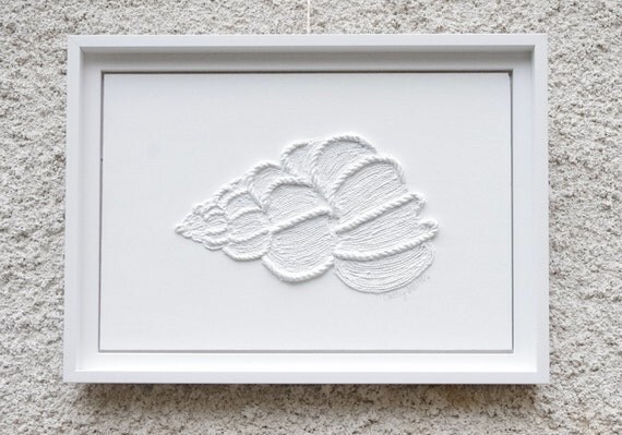 Seashell String Art White Modern Abstract Textured Sea 