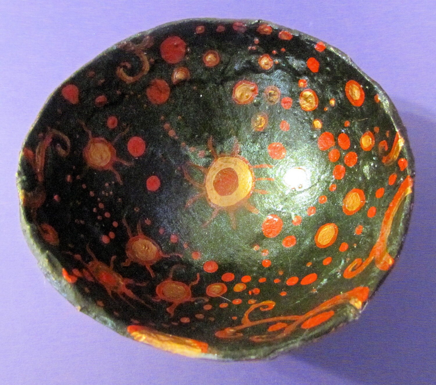 Paper mache bowl. Bronze color with an iridescent by CatDabbler