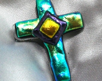Glass cross pendant | Etsy