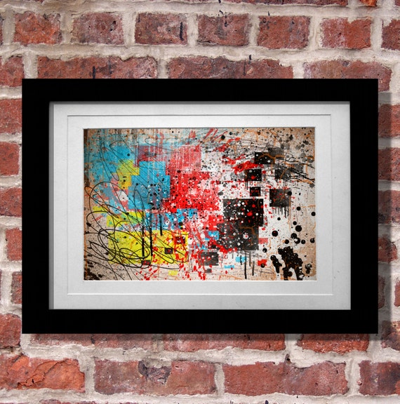 Abstract Splatter Paint Print. Thrown paint jackson by joebadonart