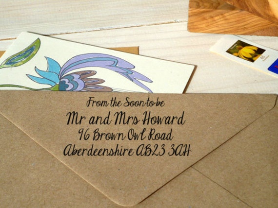 From the Soon-to-be Mr and Mrs Return Address Stamp on Olive