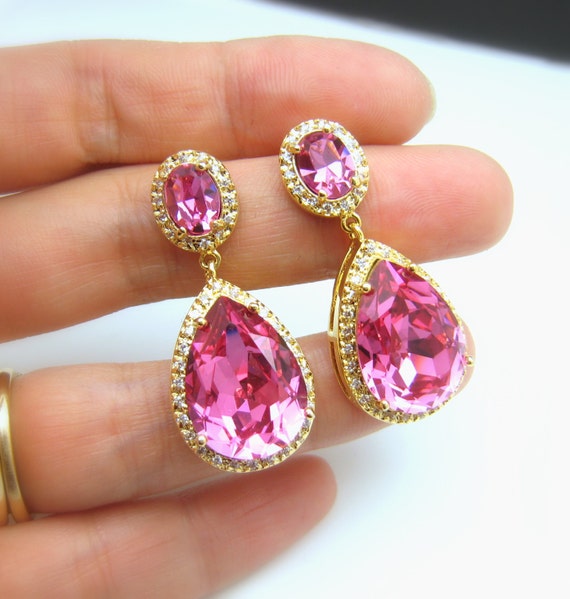 Items similar to prom statement bridal wedding earrings bridal gold ...