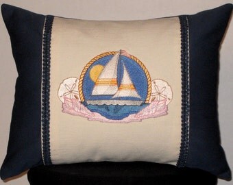 New Embroidered Palm Tree Pillow New 12 x 16 by Embroiderglyphs