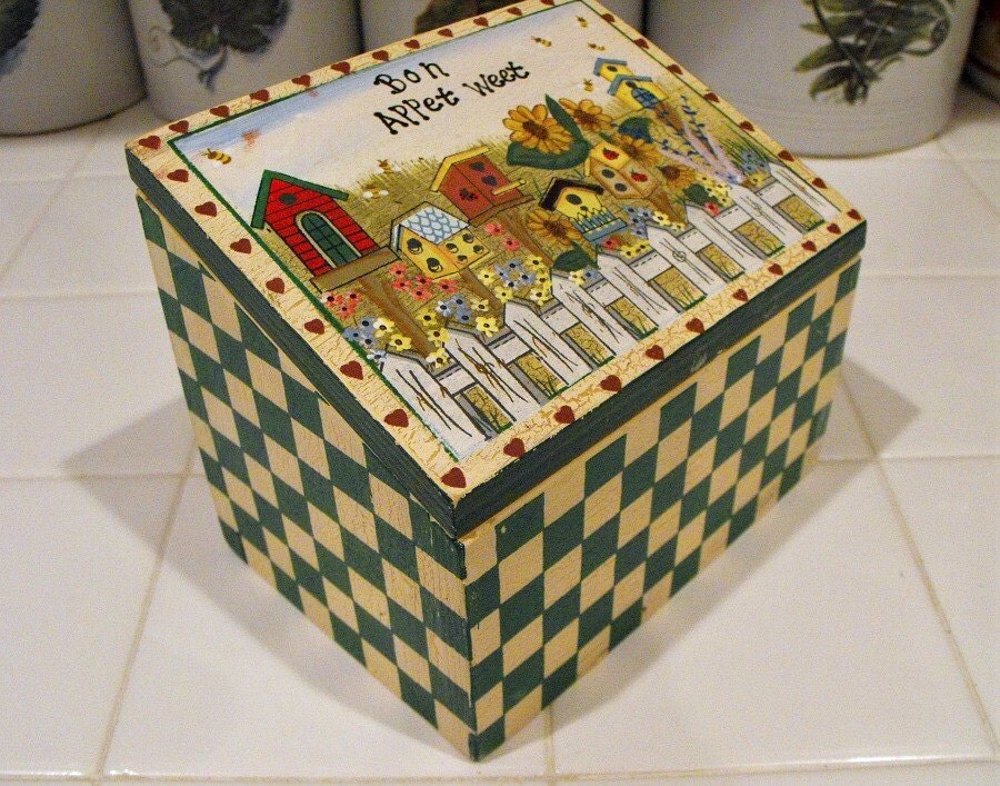 Vintage Decorative Handpainted Recipe Box – Birdhouse Recipe Box ...