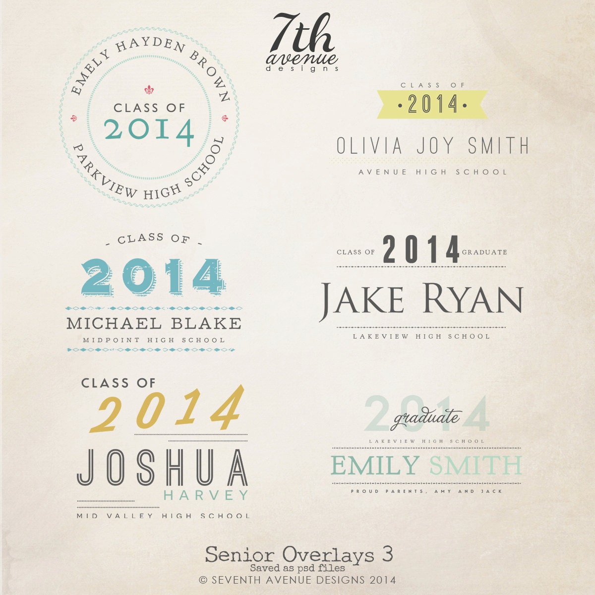 INSTANT DOWNLOAD Senior Word Overlays vol.3