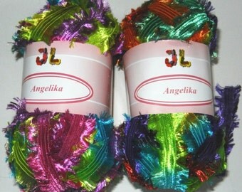 Sale 100g Fabric Chiffon Ruffle yarn White Blue by JuliaLCraft