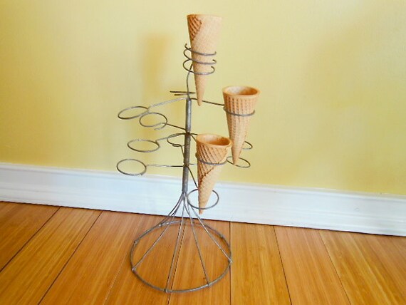 Ice cream cone stand Vintage kitchen prop unique wire stand
