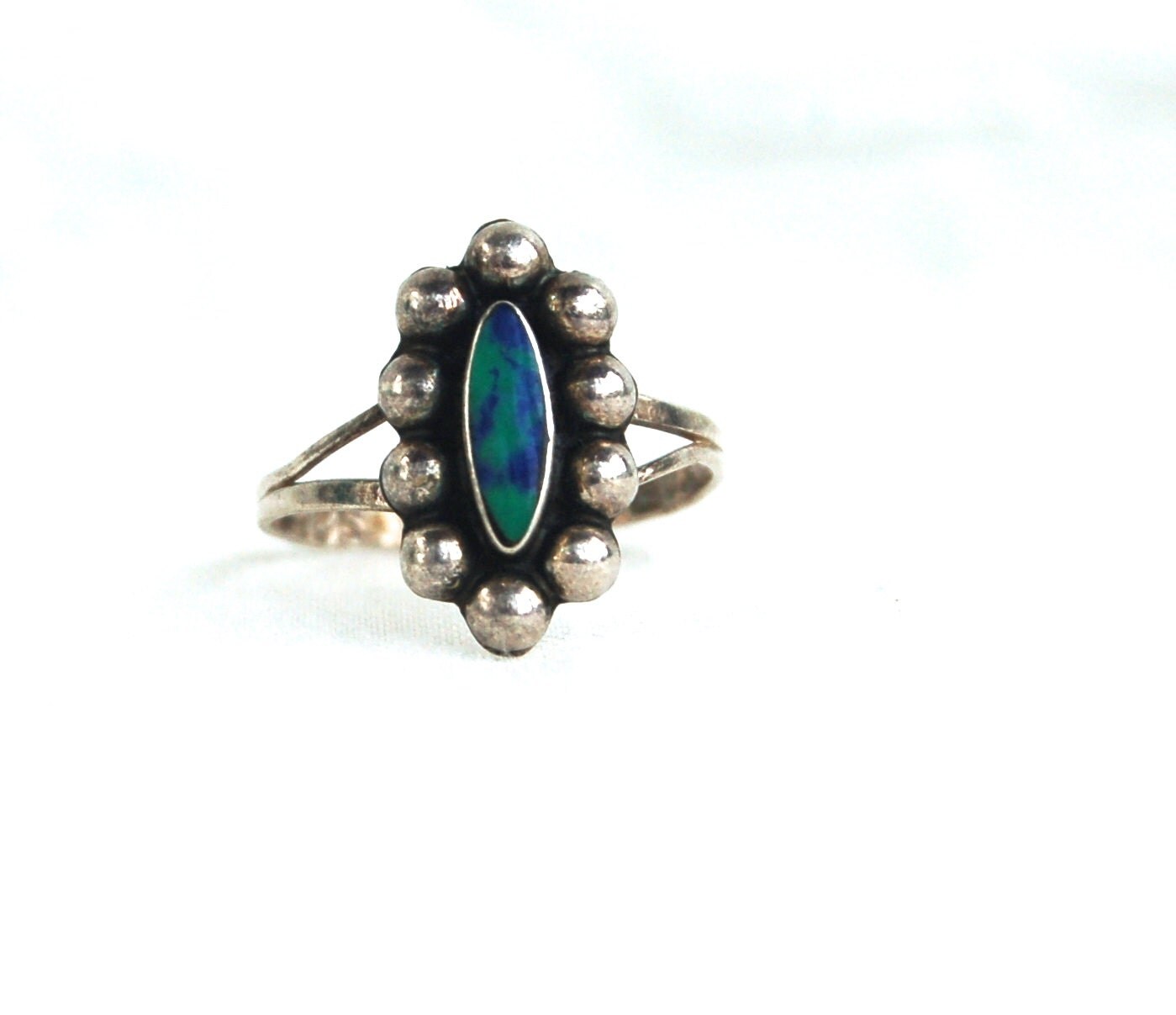 Mexican Lapis Ring Malachite Flecked Sterling Silver Size 8 Taxco ...