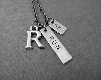 Cross Country Run Cross Country Running Necklace on Gunmetal