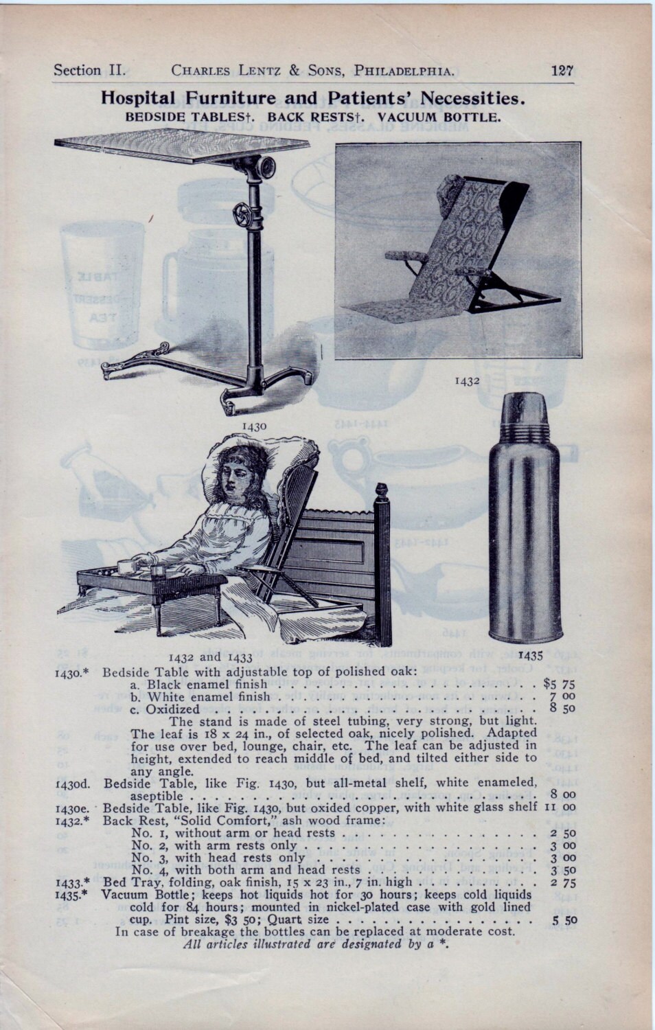 Antique Medical Surgical Catalog Page Furniture Tables Rests vtg ...