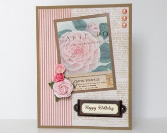 Birthday Cards - Handmade Birthday Cards - Mulberry Roses - Bracket ...