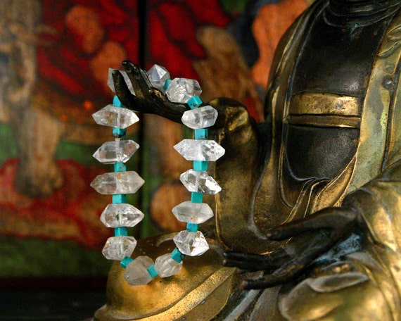Items similar to Quartz Crystal Point, Crystal Bracelet, Turquoise ...