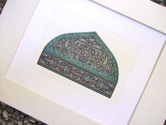 Moroccan Dome Shape Tile Design in Indigo Blue by paperwords11