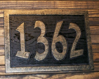 Address Sign Custom Carved Antique Brass Finished by Wood4Decor
