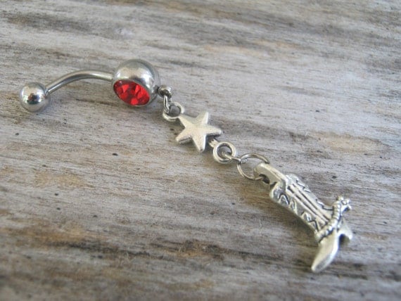 Country Belly Button Jewelry Cowboy Boot Belly Ring Cowgirl