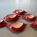 6 Vintage RED Ceramic Crab Shell Serving Dishes