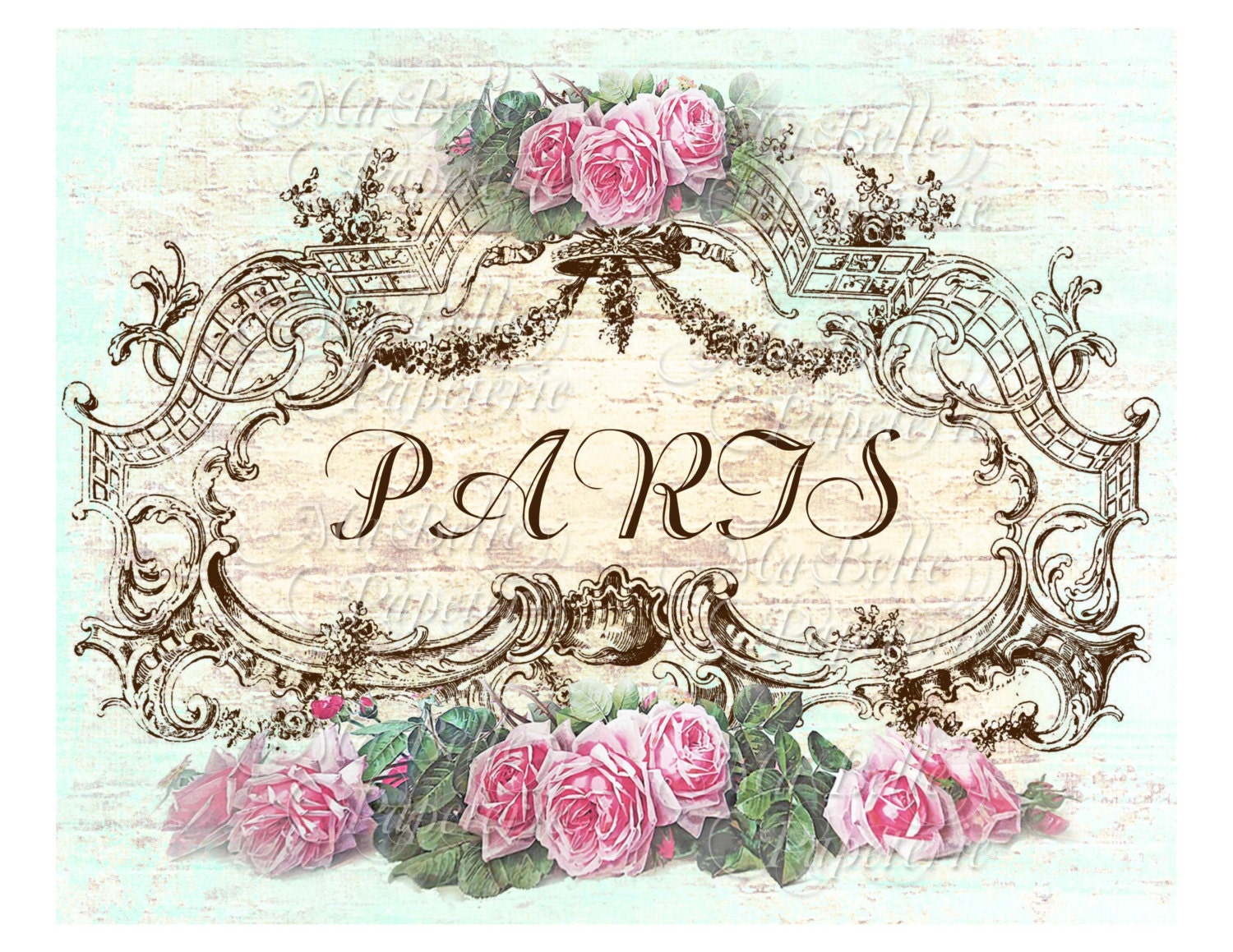 Shabby Chic Paris 8 x 10 inch Print with Beautiful