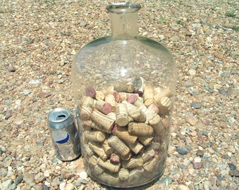 Glass Italian Wine Bottle Jug Old DEMIJOHN with corks 2089 ets