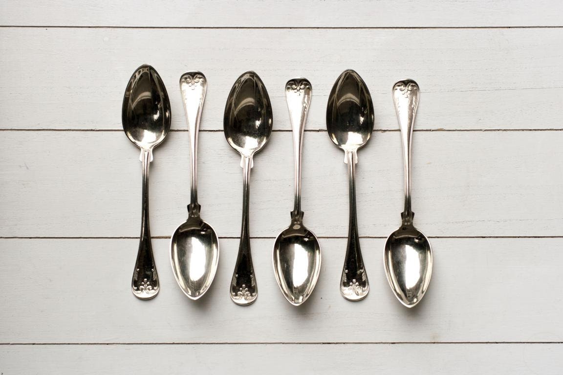 SALE Vintage Set of Six Large Silver Plated Spoons Flatware from Hameln ...