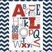 alphabet and number chevron nursery wall art bundle navy