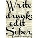 Write Drunk Edit Sober Script Style Ernest Hemingway Quote on