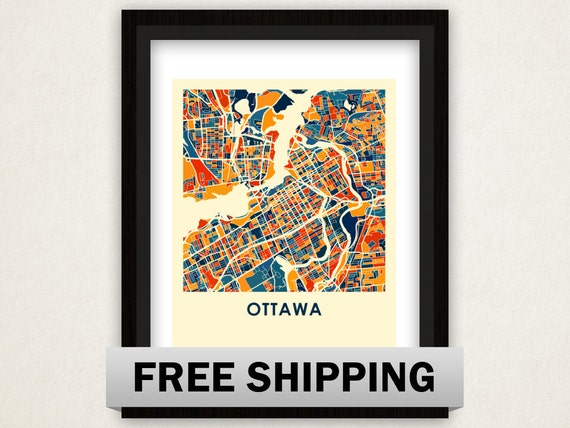 Ottawa Map Print Full Color Map Poster by iLikeMaps on Etsy