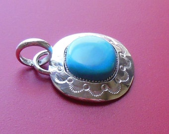 Native American sterling silver and turquoise pendent, Cherokee.
