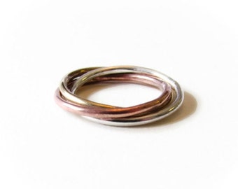 Sterling silver russian wedding ring infinity ring tripple