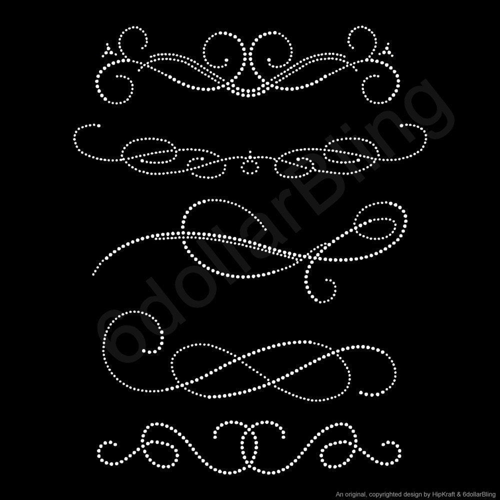 Rhinestone Iron On Transfer Swirls Set 2 Set of