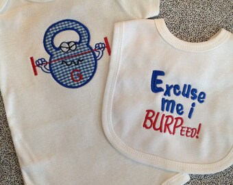 Crossfit Baby Kettlebell Dude Jumper with Bib