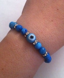 Evil eye bracelet with natural crazy Agate beads, evil eye bracelets ...