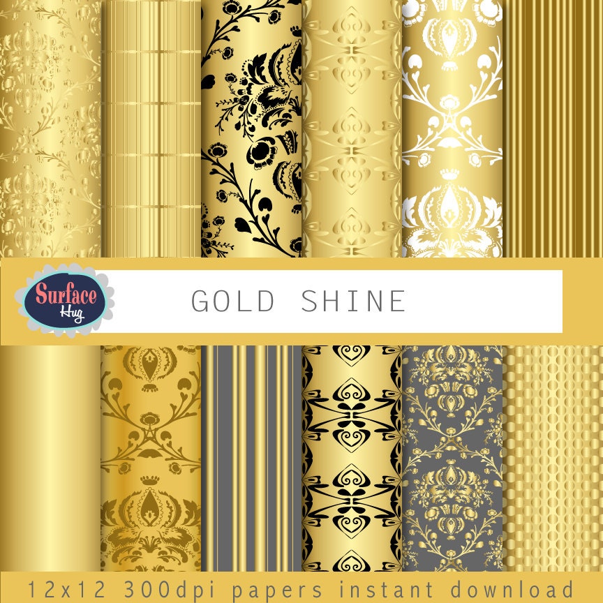 Gold Digital Paper GOLD SHINE Gold Christmas paper Gold