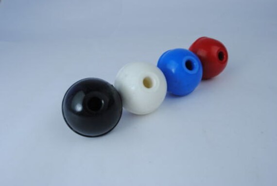 Set x 4 Red Knobs. Plastic Machine Handles 40mm Dia 8mm Bore. (S7405 ...