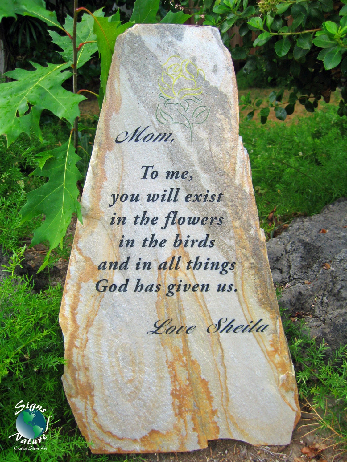 Memorial Stone 17in-23in Custom Hand Engraved Memory Stone