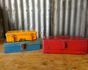 Vintage Metal Box set (Red, Yellow & Blue)