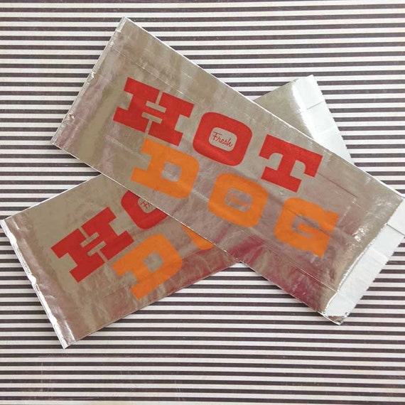 Foil Hot Dog Bags 25 Retro Insulated Bag 3.5 x 1.5 x 8.5