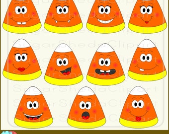Candy Corn Faces and Expressions - halloween clipart, candy clipart ...
