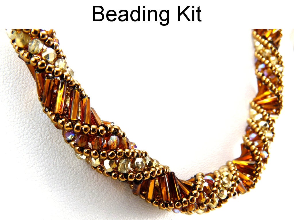 Necklace Kit Pattern Tutorial Bead Bronze Brown by SimpleBeadKits