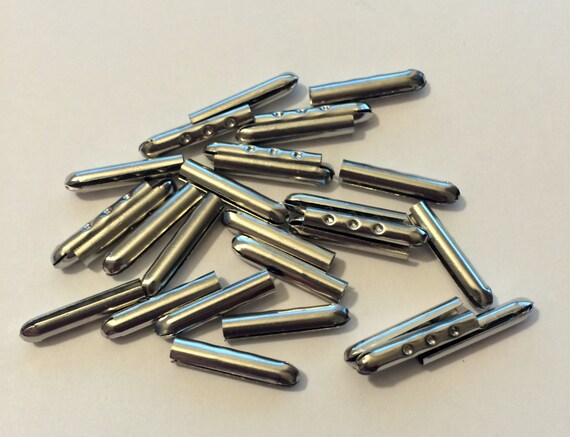 Metal Shoe Lace Tips aglets Silver Color 16 gold pieces