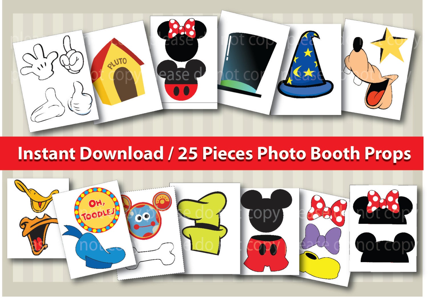 INSTANT DL 25 Pieces Mickey Mouse Photo Booth Props
