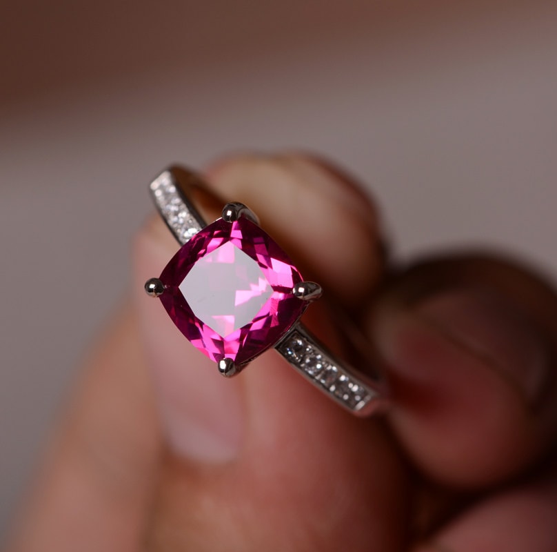 Gemstone Ruby Ring For Women Sterling Silver Ring