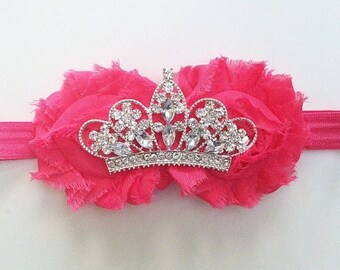 Hot pink/princess crown headband