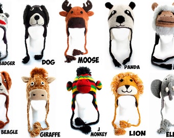 animal winter hats, animal pilot hat, stuffed animal hats, animal ...