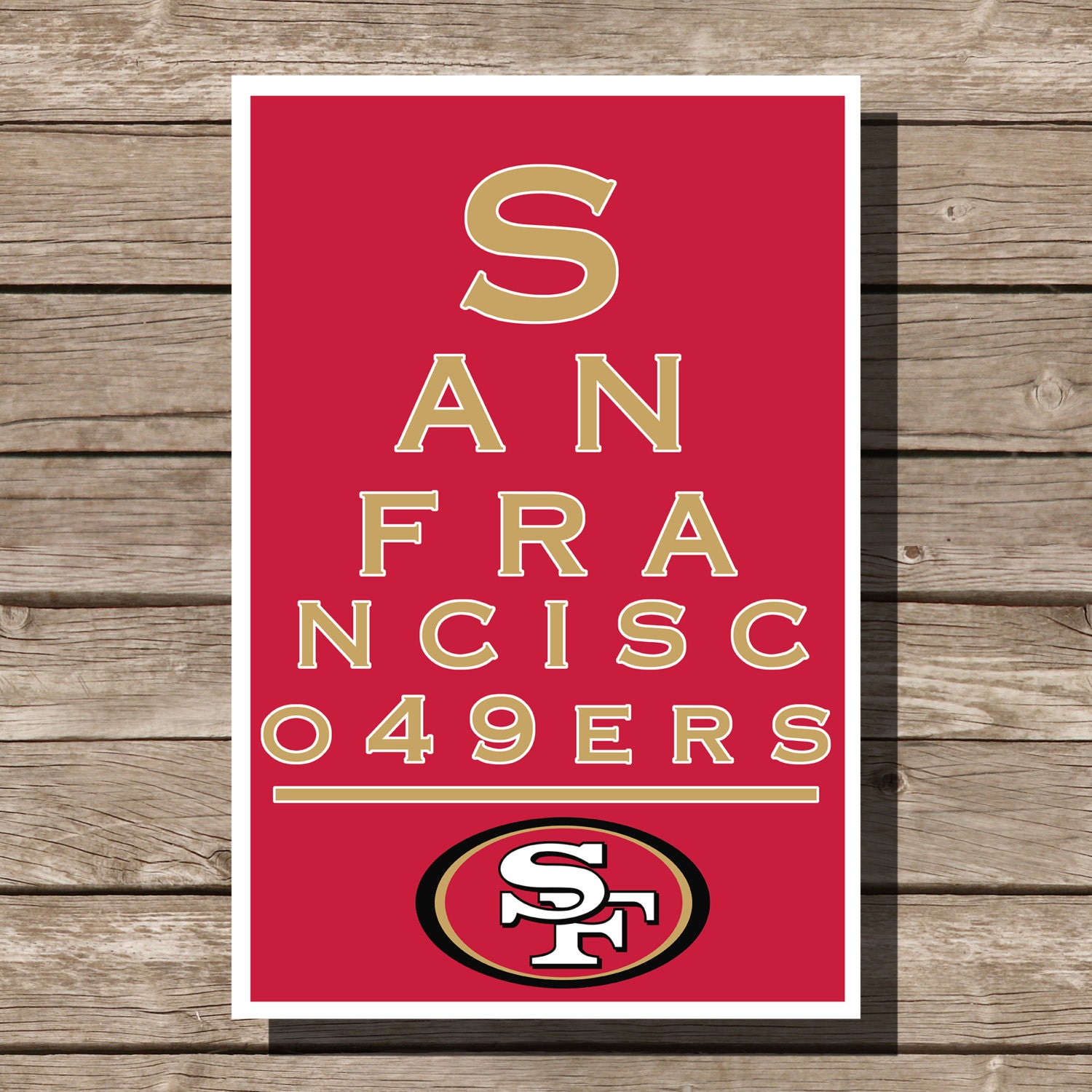 San Francisco 49ers Poster Football Art Eyechart by TheBleacherBum