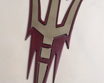 Large ASU Alumni Pitch Fork Sun Devils sign painted Maroon & Gold